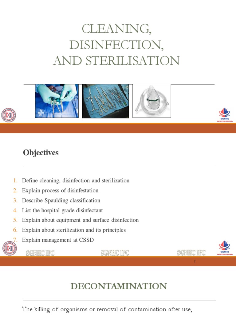 Cleaning and Disinfection IPC SGNHC | PDF | Sterilization (Microbiology ...