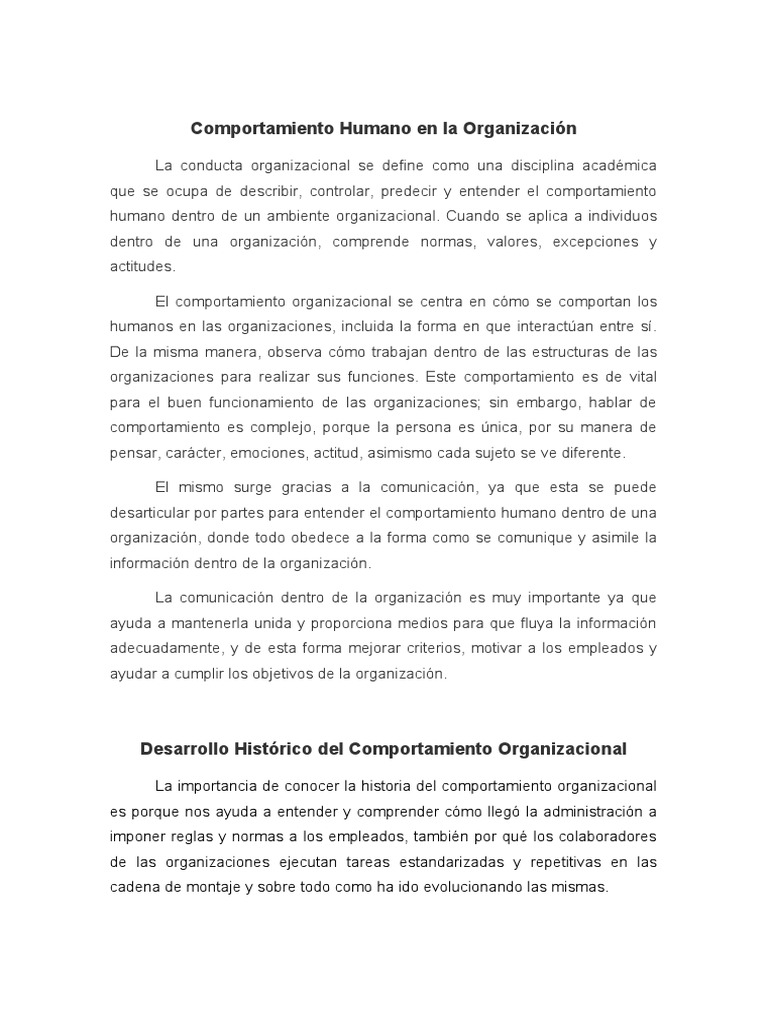 Comportamiento Humano Jorge | PDF | Comportamiento organizacional | Comportamiento