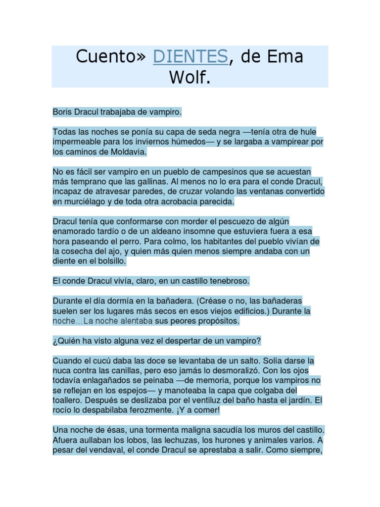 Dientes de Emma Wolf | PDF