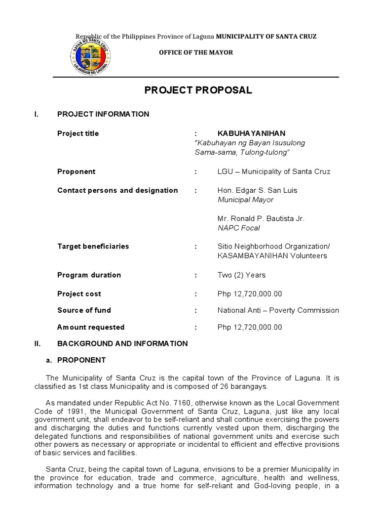 NAPC Project Proposal | PDF | Poverty Reduction | Sanitation