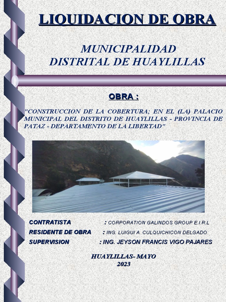 Carátula TOMO I LIQUIDACION DE OBRA | PDF