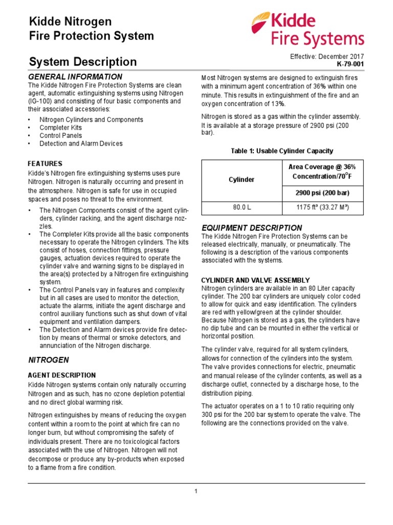 Kidde Nitrogen Fire Protection Systems K-79-001 Print AA | PDF | Valve ...