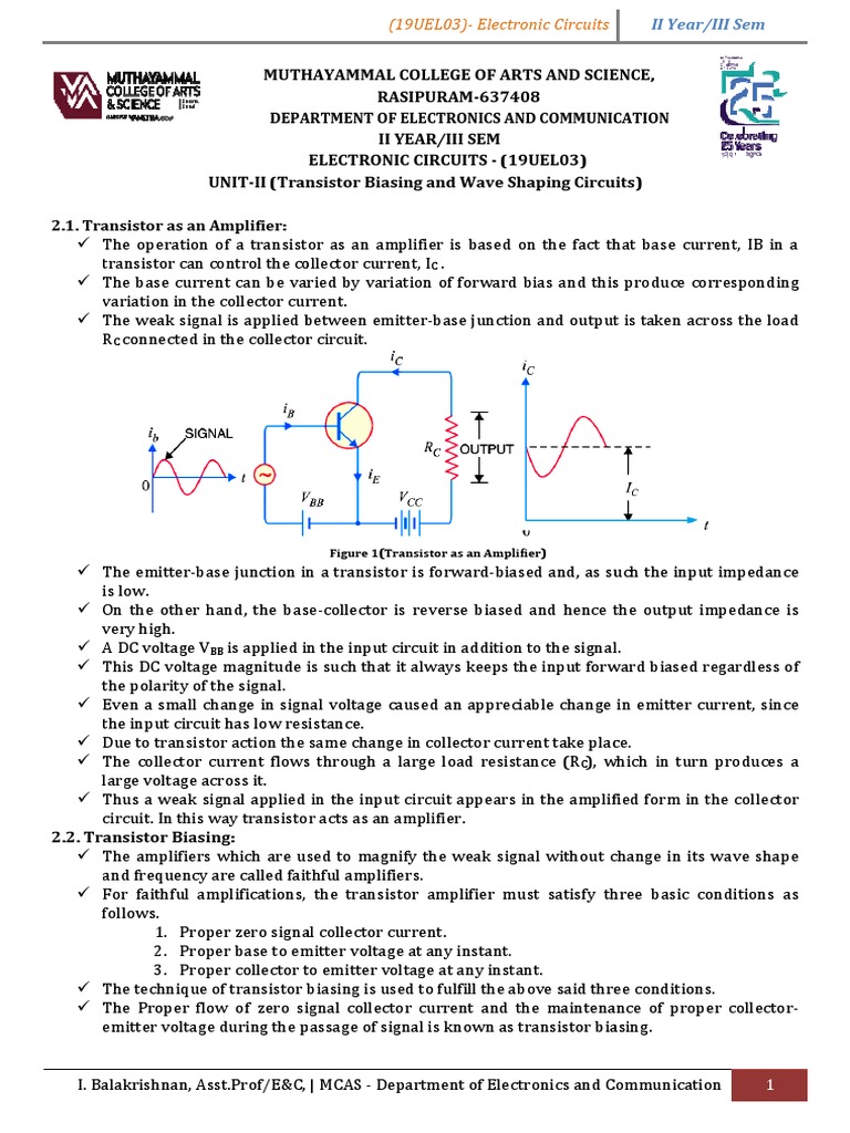 EC_Unit 2- Transistor Biasing | PDF | Bipolar Junction Transistor ...