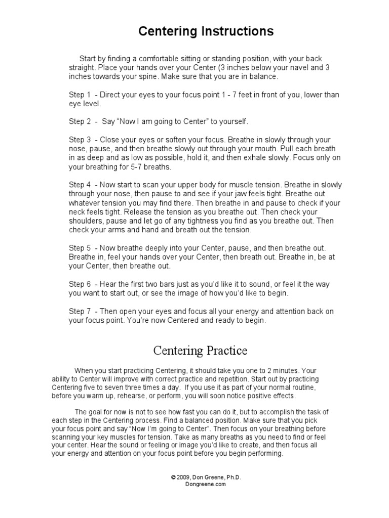 Centering Instructions Download Free Pdf Breathing