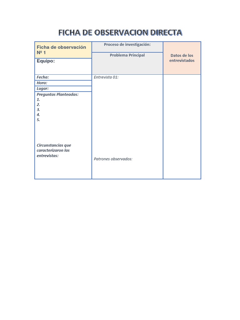 Ficha de Observacion Directa | PDF