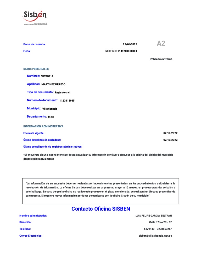 Sisben 1 | PDF