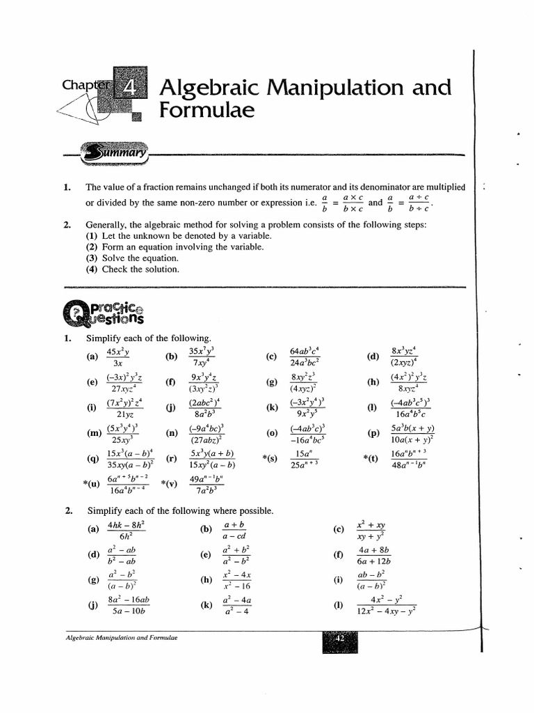 Algebra Manipulations | PDF | Speed | Elementary Mathematics