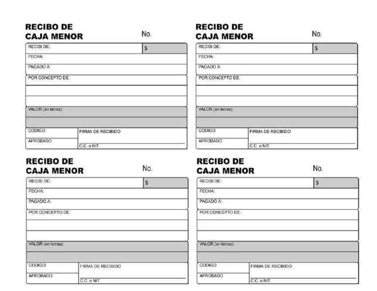Como Llenar Un Recibo De Caja Menor