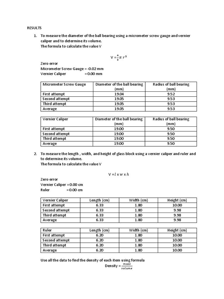 Phy110 Lab Report 1 | PDF | Metrology | Length