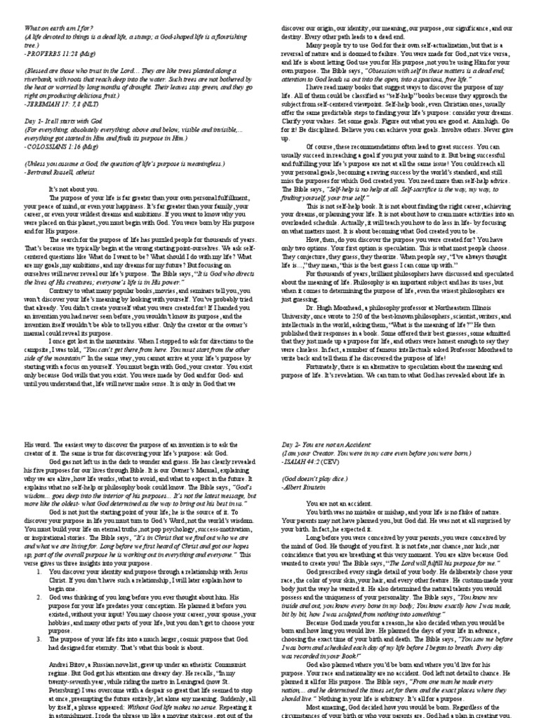 Purpose Driven Life - 120121 | PDF | God | Meaning Of Life