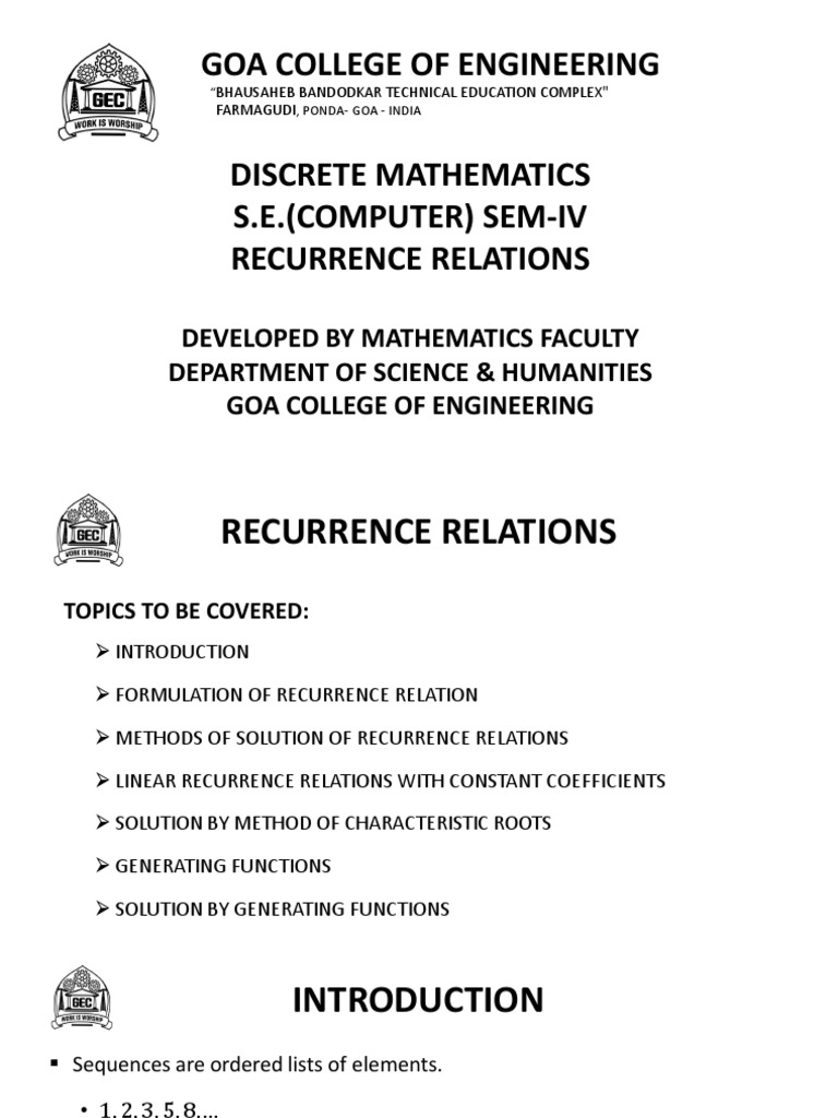 Recurrence Relations Pdf Recurrence Relation Zero Of A Function 