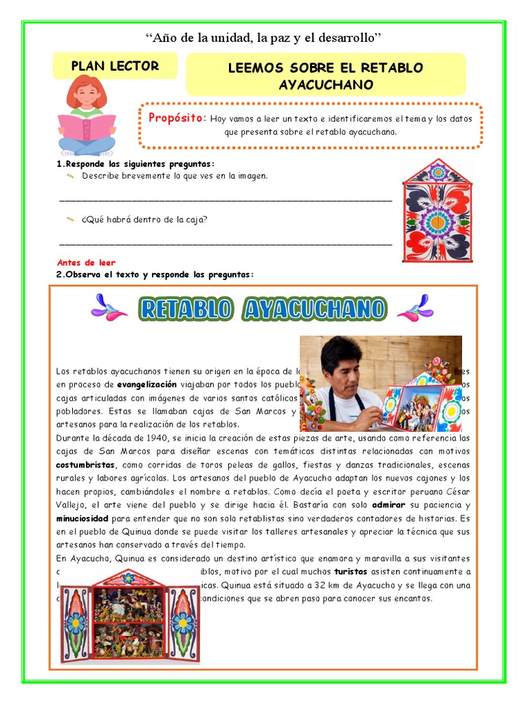 Ficha-Juev-Pl - Leemos Sobre El Retablo Ayacuchano | PDF Ficha-Juev-Pl - Leemos Sobre El Retablo Ayacuchano | PDF