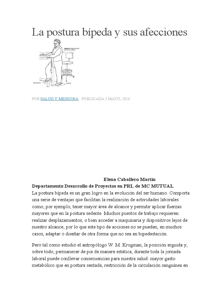 La postura bípeda y sus afecciones | PDF | Bipedalismo | Factores ...