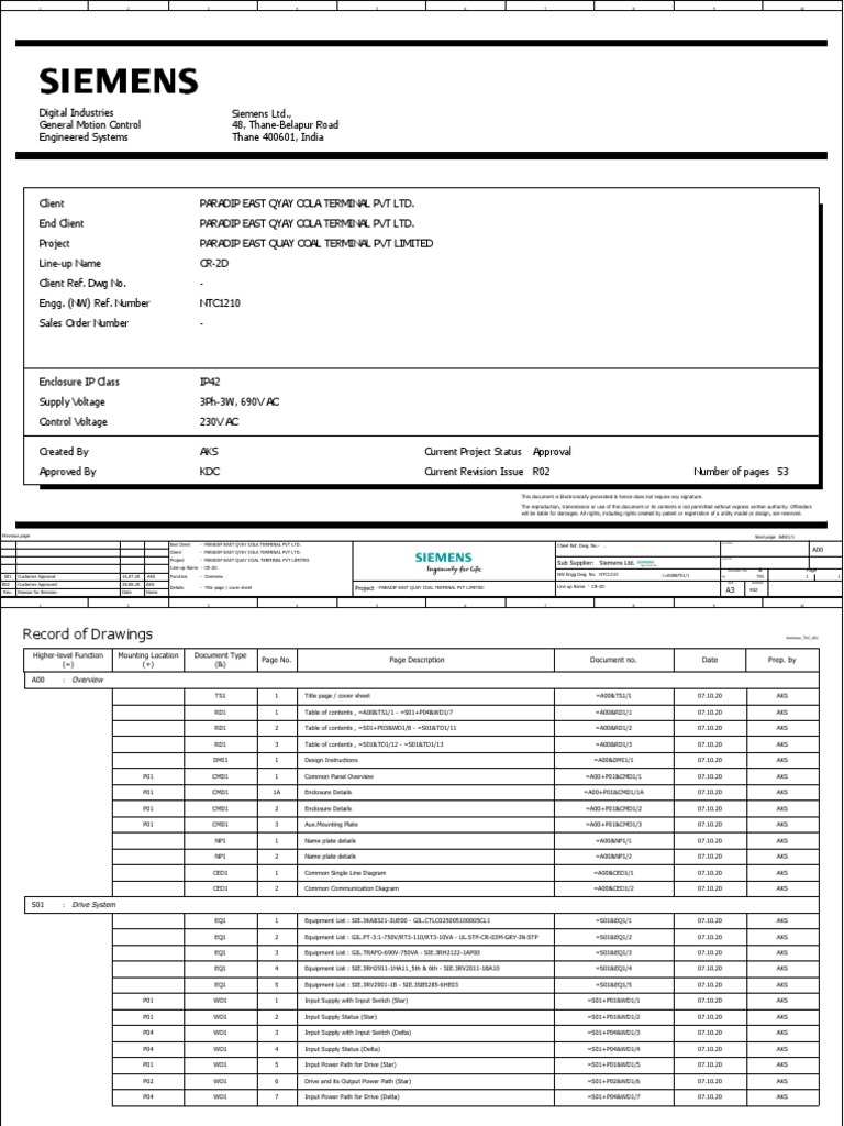 VFD Drawings_JSW_PARADIP_CR-2D_R02 | PDF | Electrical Wiring | Equipment