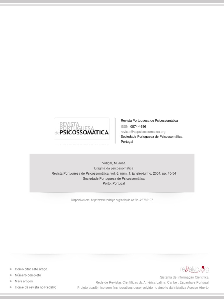 Enigma da Psicossomática: Reflexões Clínicas | PDF | Sigmund Freud ...