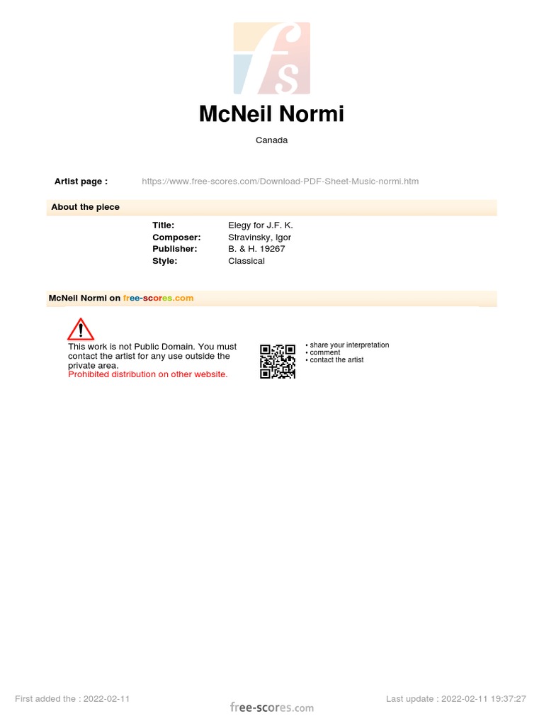 Stravinsky Igor Elegy For | PDF | Compositions | Musical Compositions