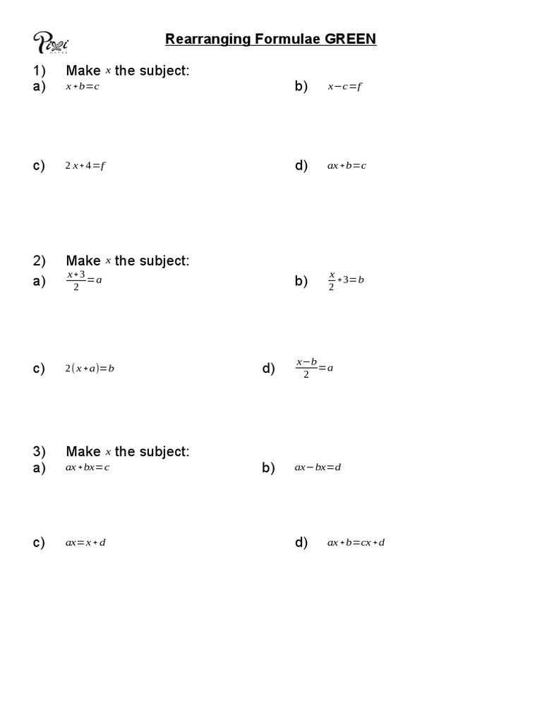 Rearranging Formulae RAG | PDF | Mathematics | Mathematical Objects