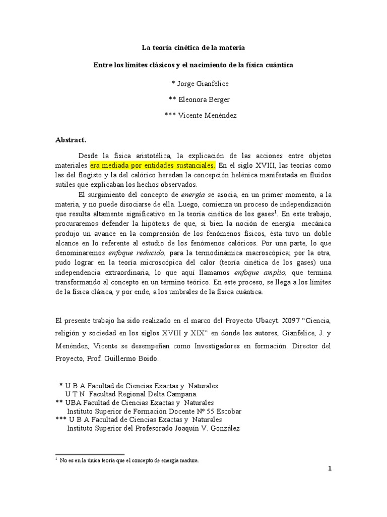 Teoria Cinetica de La Materia | PDF | Gases | Calor