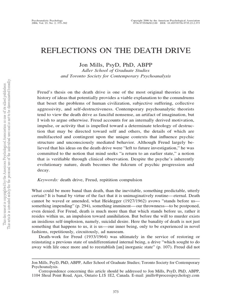 (2006) Reflections On The Death Drive | PDF | Sigmund Freud ...