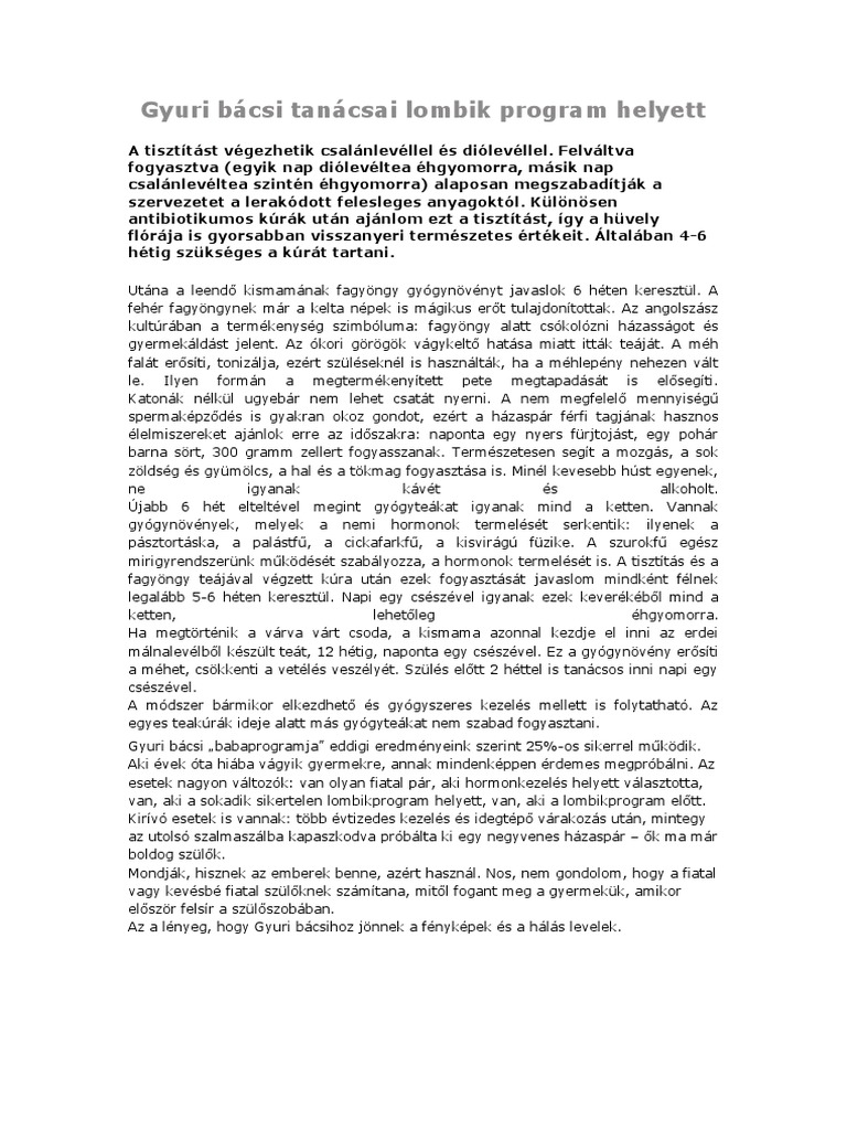 Gyuri Bácsi Tanácsai Lombik Program Helyett | PDF