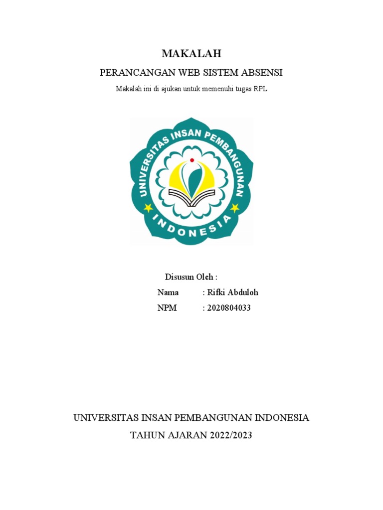 Tugas RPL - Makalah - Perancangan - Web - Sistem - Absensi | PDF
