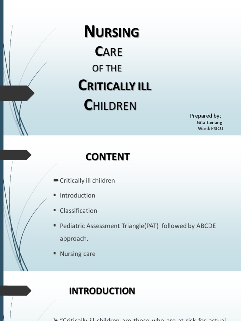 Nurisng Care of Criticall Ill Children | PDF | Intensive Care Medicine ...