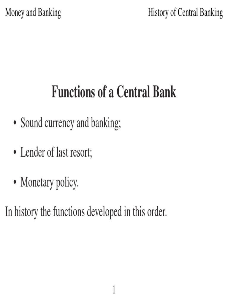 Central Banking: History & Functions | PDF | Central Banks | Federal ...