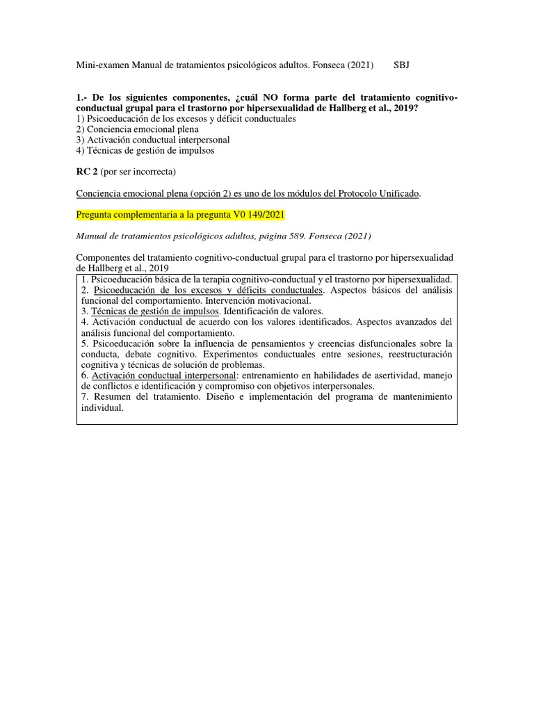 Tratamientos Psicológicos Para Adultos Pdf Terapia De Conducta