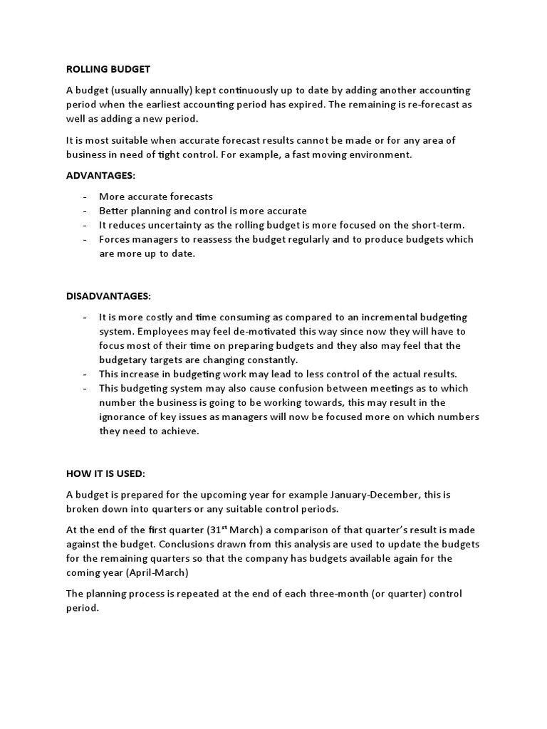 Rolling Budget | PDF | Career & Growth