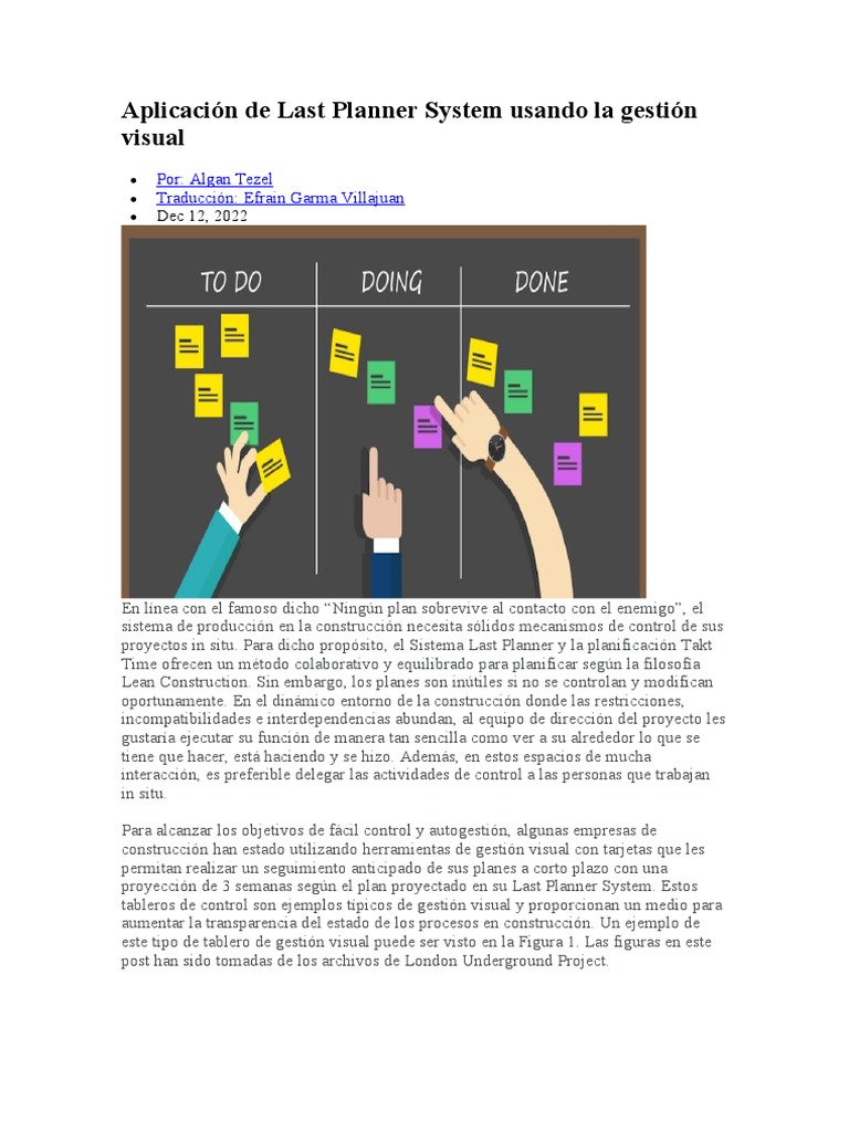 Aplicación de Last Planner System usando la gestión visual | PDF