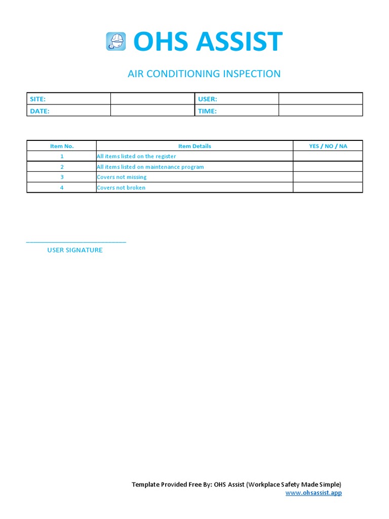 Air Conditioning Inspection Checklist | PDF