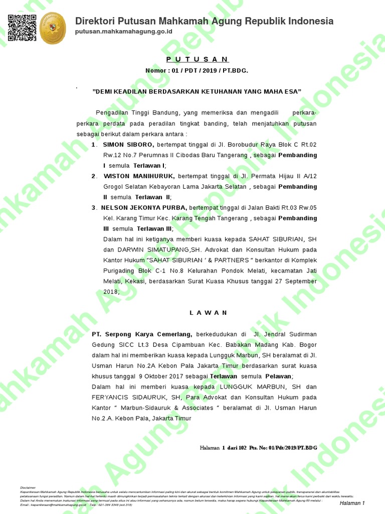 Putusan 1 PDT 2019 PT BDG 20220416 | PDF