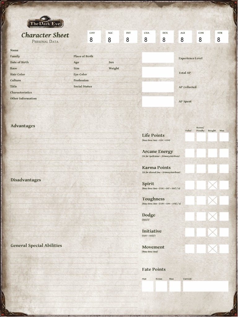 Character sheet(fillable) | PDF