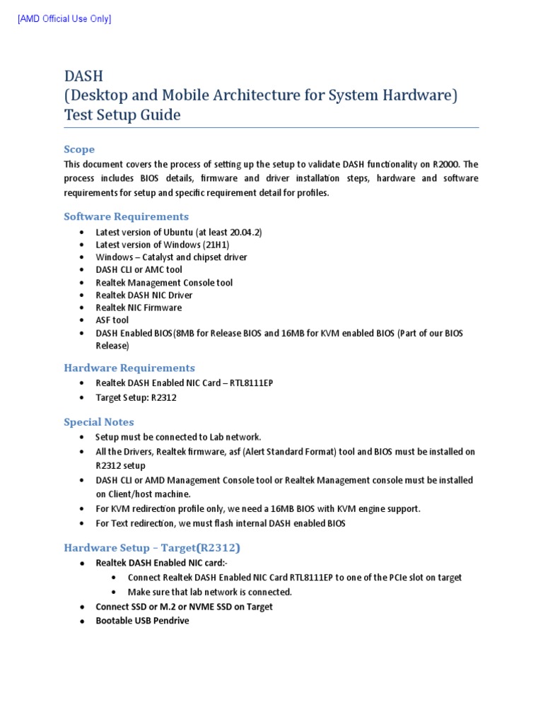 DASH Setup Guide | PDF | Bios | Usb Flash Drive