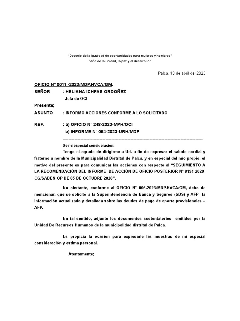 OFICIO n° 0011 | PDF