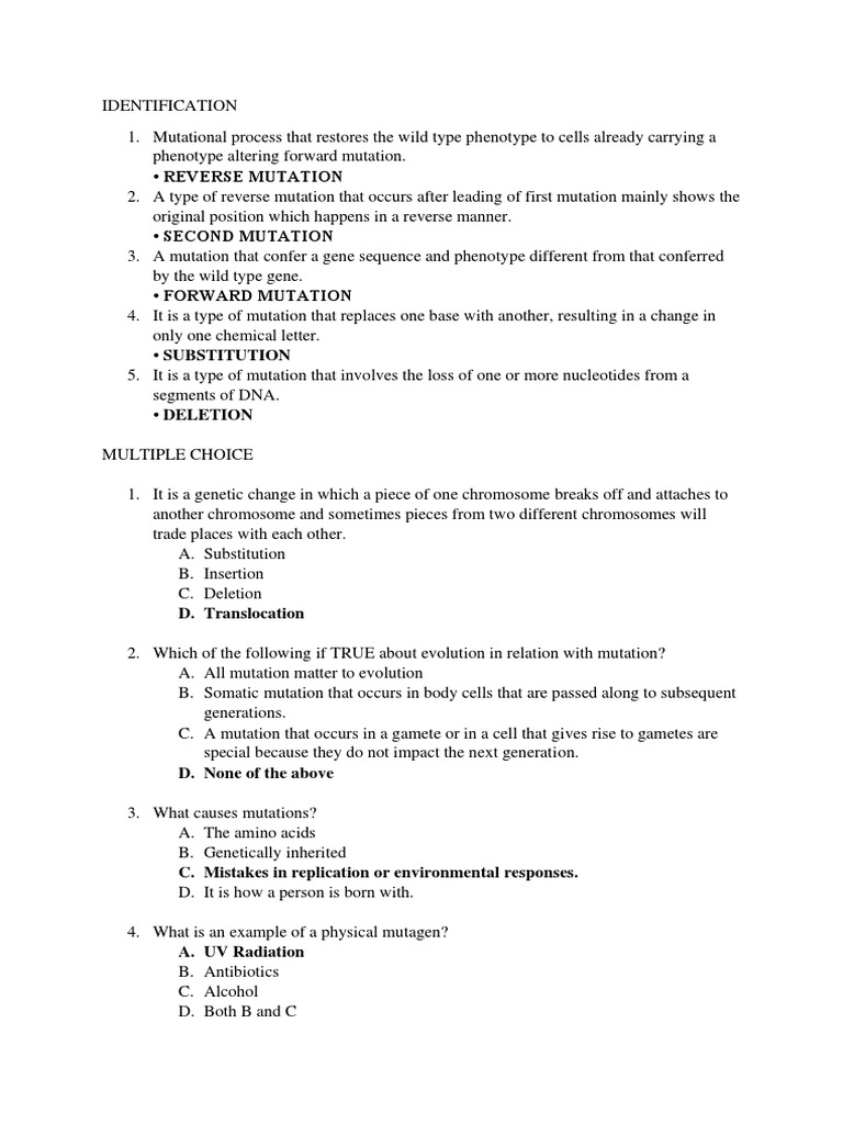 Group4 Quiz Final Pdf Mutation Genetics