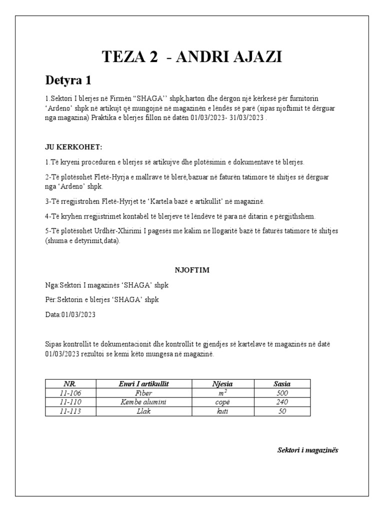 TEZA 2 - Praktike Profesionale | PDF