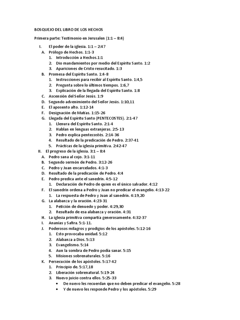 Bosquejo Del Libro de Los Hechos | PDF | Pablo el apóstol | San Pedro