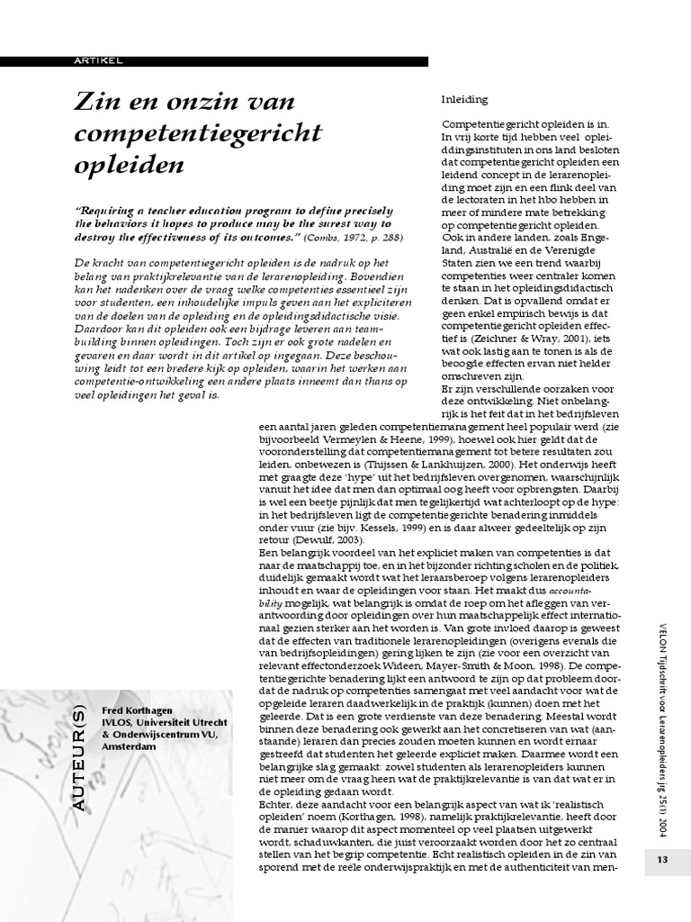 Zin en Onzin Van Competentiegericht Opleiden | PDF