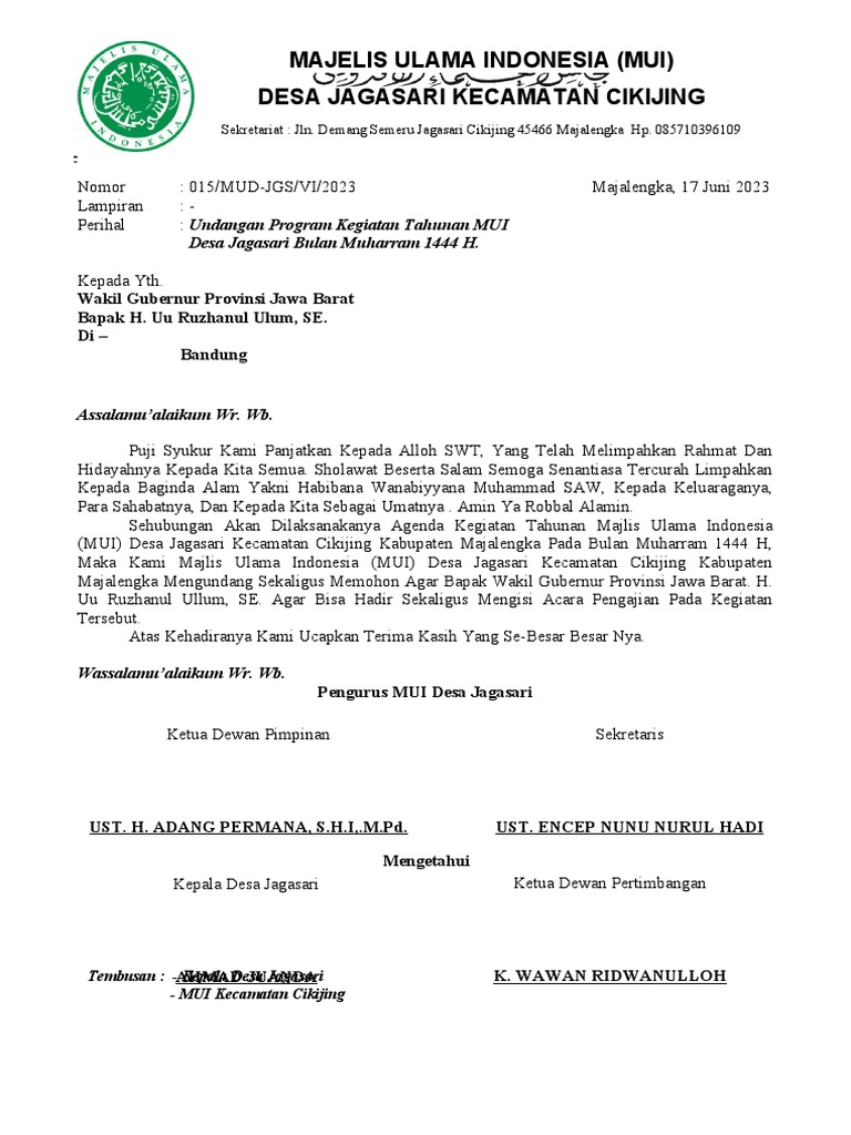Undangan Mui Muharram Wagub | PDF | Agama & Spiritualitas