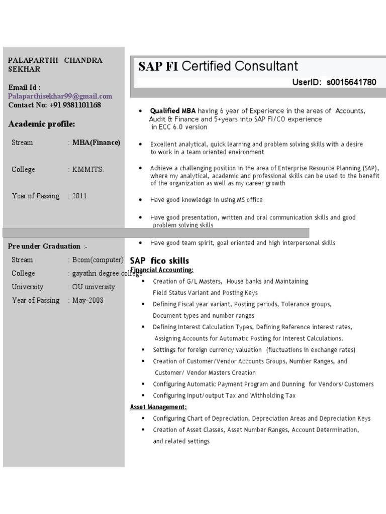 Sap Certified Resume | PDF | Pharmaceutical Industry | Accounts Payable