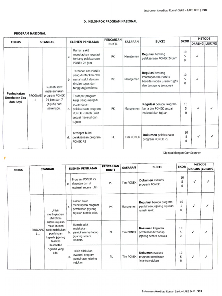 instrumen Pokja PROGNAS | PDF