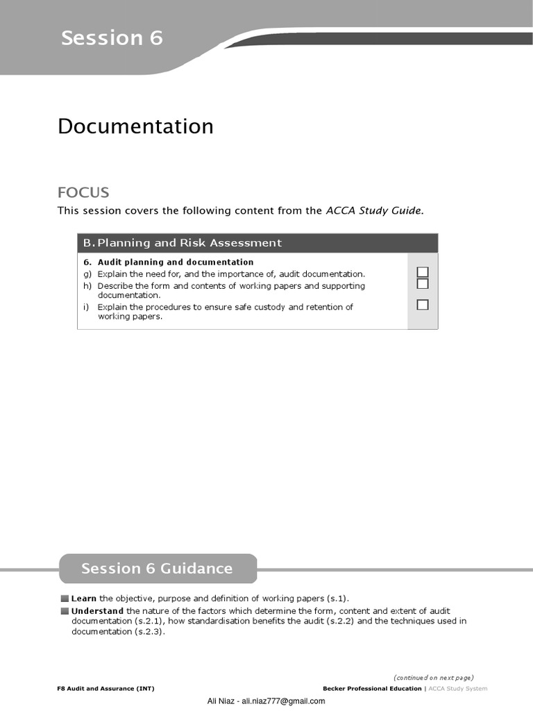 F8-06 Documentation | PDF | Audit | Financial Audit