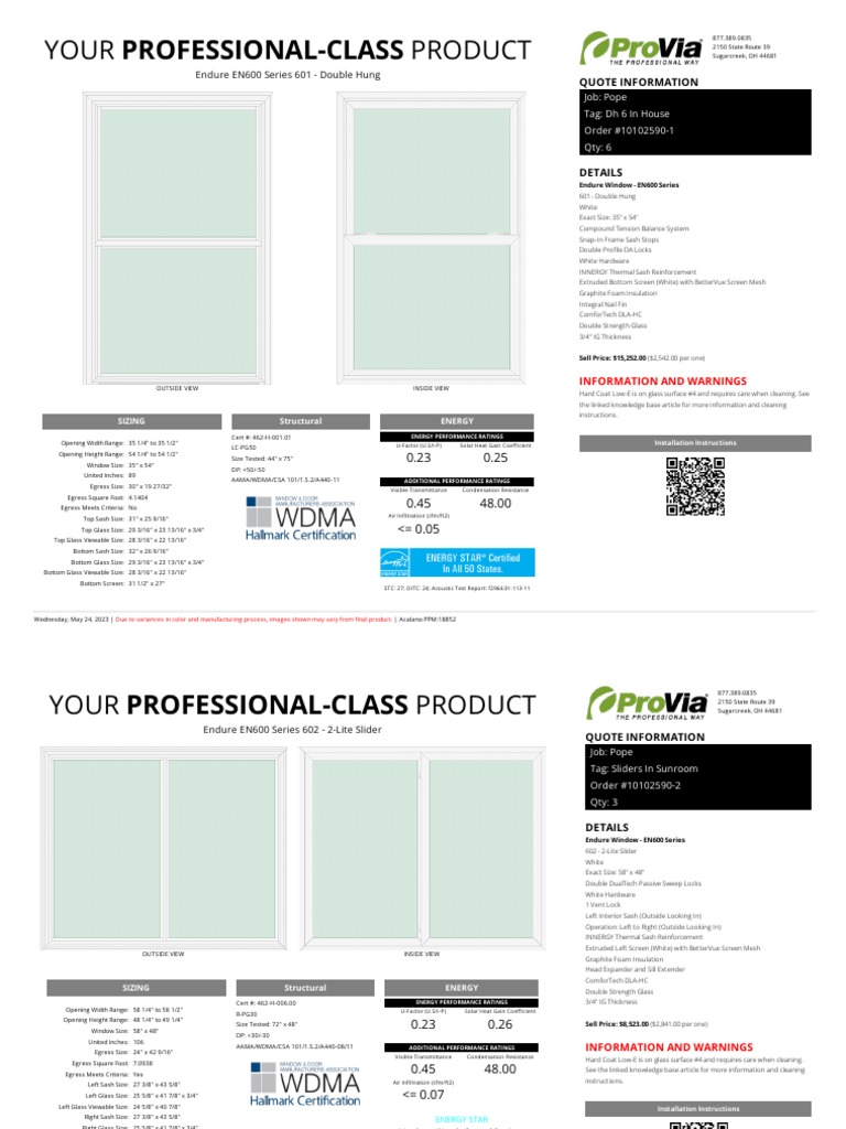 Order 10102590 All Spec Sheets 2B5CB7CCC1E945 | PDF | Window | Glasses