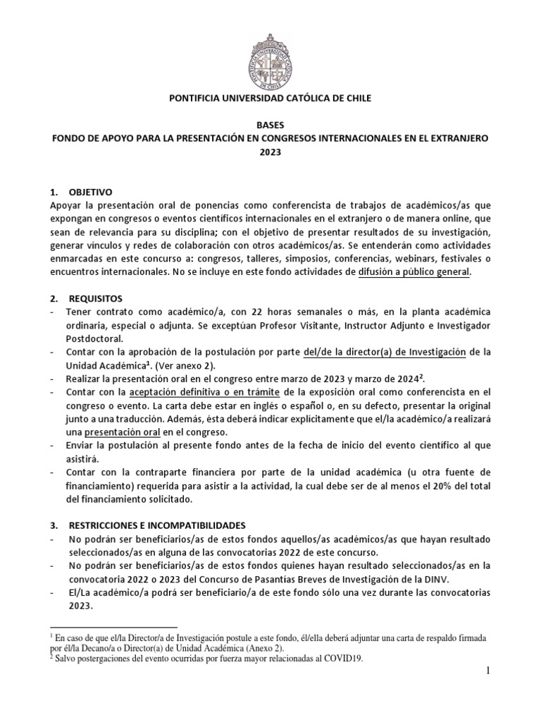 Bases Presentacion Congresos 2023 - FINAL | PDF | Negocios