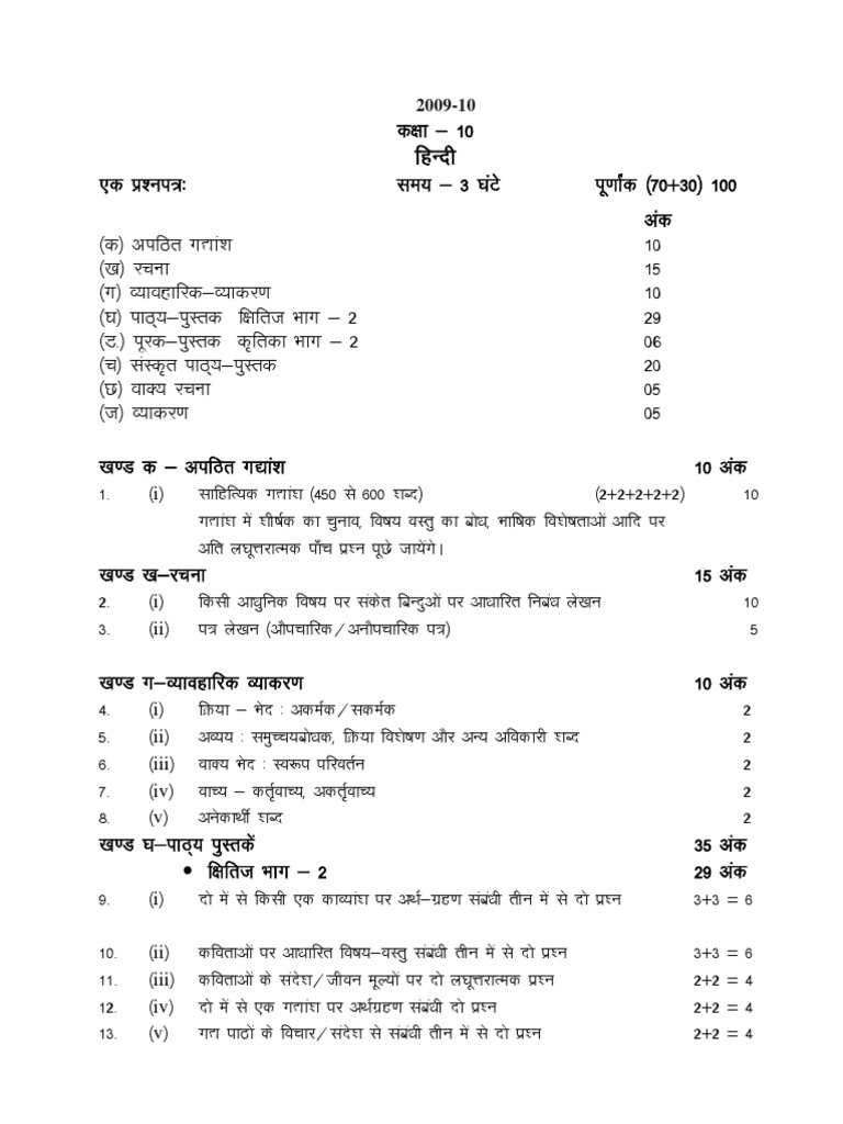 1 - Hindi Class 10th Revised 27-10-2020 3 | PDF | Home & Garden ...