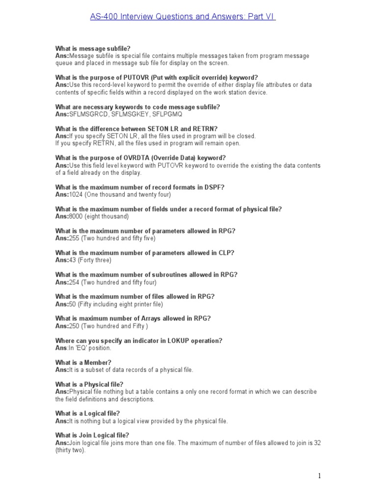AS400 Q AND SERIES PART 6 | PDF | Binary Coded Decimal | Ibm Rpg