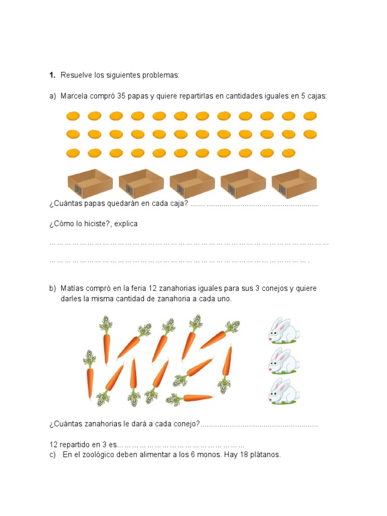GUia de Ejercicios Resolucion de Problemas Divisiones Tercero Basico | PDF