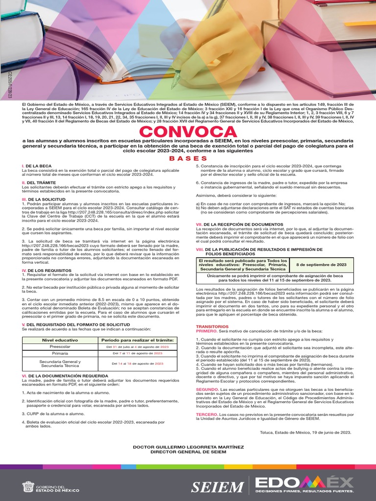 Convocatoria Becas Particulares 2023 | PDF | Educación de la primera infancia | Educación Secundaria