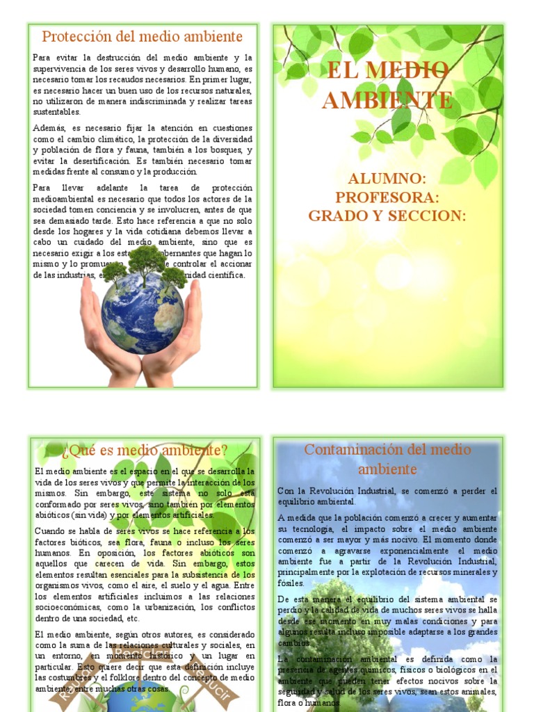 Diptico Del Medio Ambiente 4 | PDF | Entorno natural | Contaminación